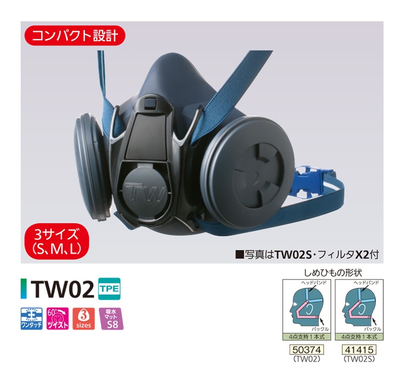 シゲマツ 防じん・防毒マスク 日本 国家検定合格 TW02 重松製作所 | 保護マスク,防毒マスク,【シゲマツ 重松】防毒マスク | 労働安全衛生保護具の通販サイト、安全モール 本店