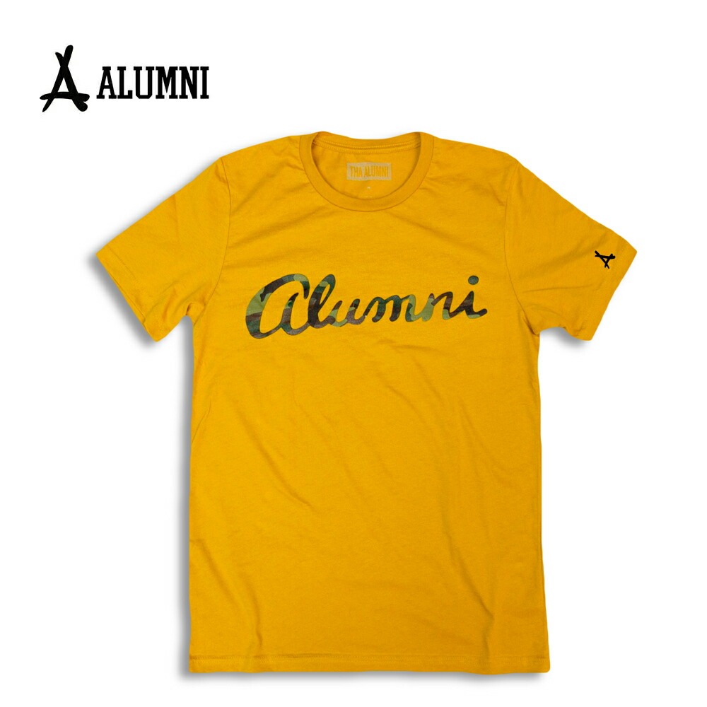 ALUMNI CLOTHING アルムナイクロージング CAMO SCRIPT TEE MUSTARD メンズ インポート KID INK ...