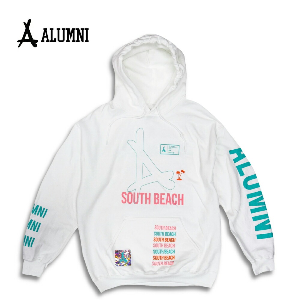 ALUMNI CLOTHING アルムナイクロージング AOP SOUTH BEACH HOODIE WHITE メンズ インポート KID ...