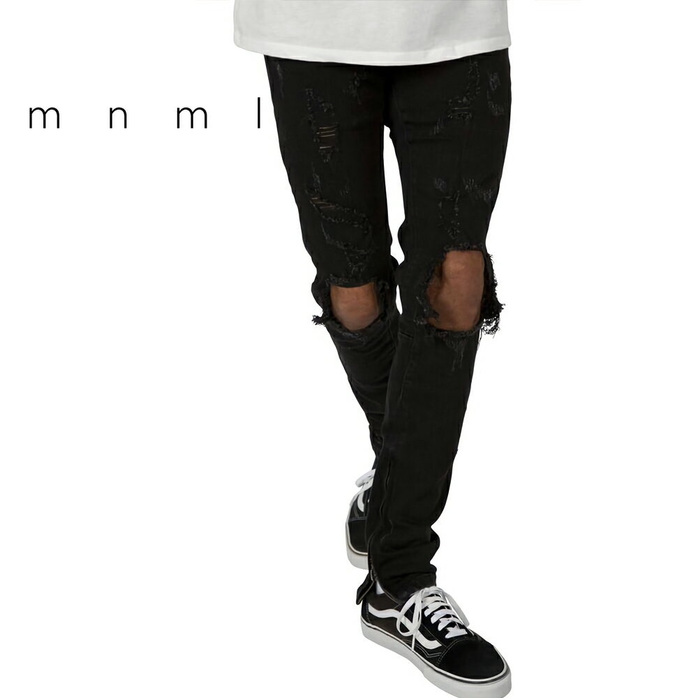 mnml ミニマル M47 STRETCH DENIM Black トレンド ストレッチ デニム パンツ ジーンズ アンクルジップ 28/29/30/32/34 | すべての商品 | ABLAZE-K