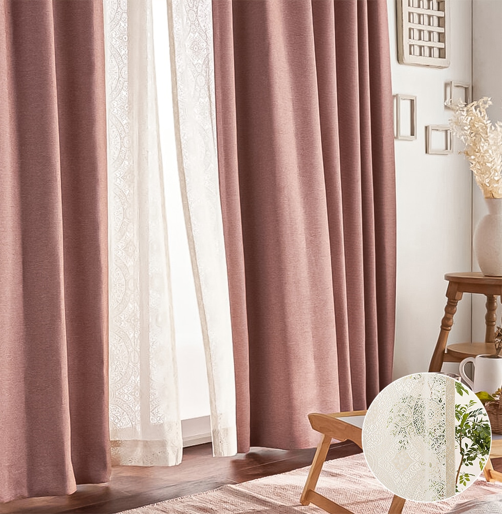 繊細かつ大胆な織りのレースカーテン HYGGE「レース クライス」アイボリー | レースカーテン | オーダーカーテン通販のaiika（アイカ）