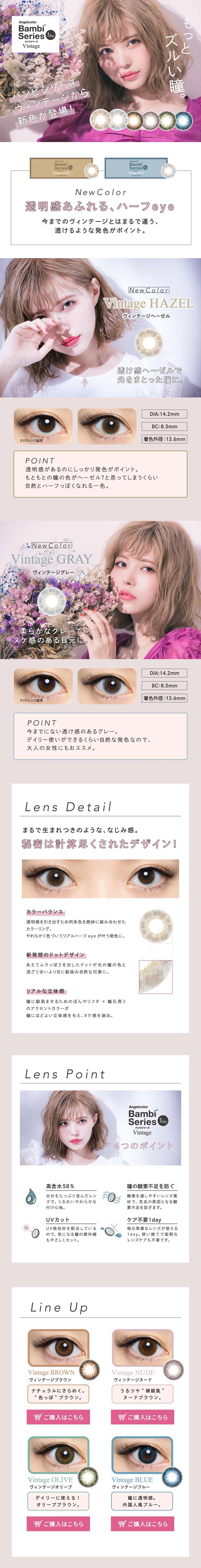 エンジェルカラーバンビシリーズヴィンテージワンデー ヴィンテージヘーゼル 10枚入り | すべての商品 | Wlens