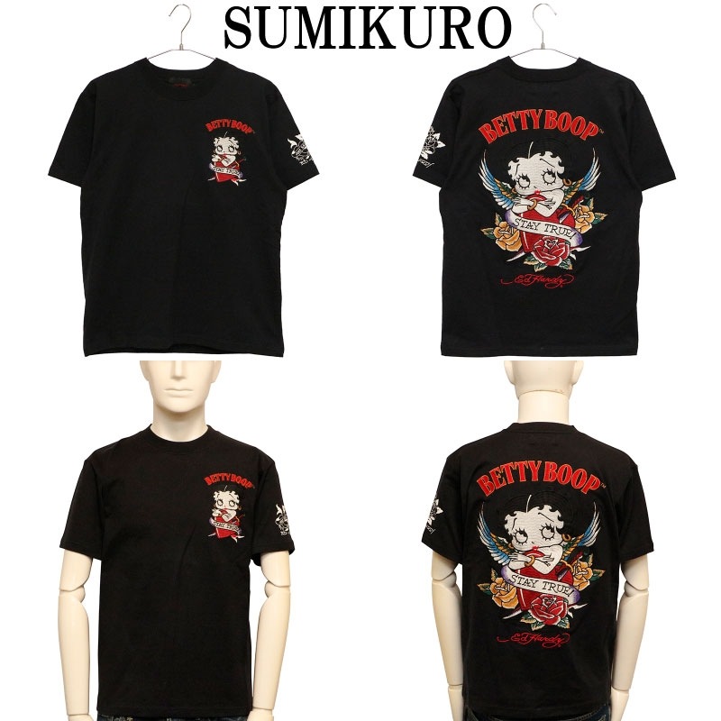 ED HARDY × BETTY BOOP ベティブープ × タトゥー 刺繍 天竺 半袖 T