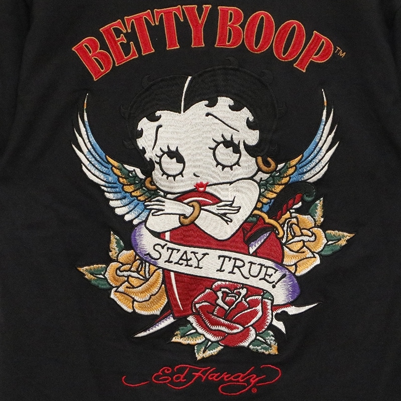 ED HARDY × BETTY BOOP ベティブープ × タトゥー 刺繍 天竺 半袖 T