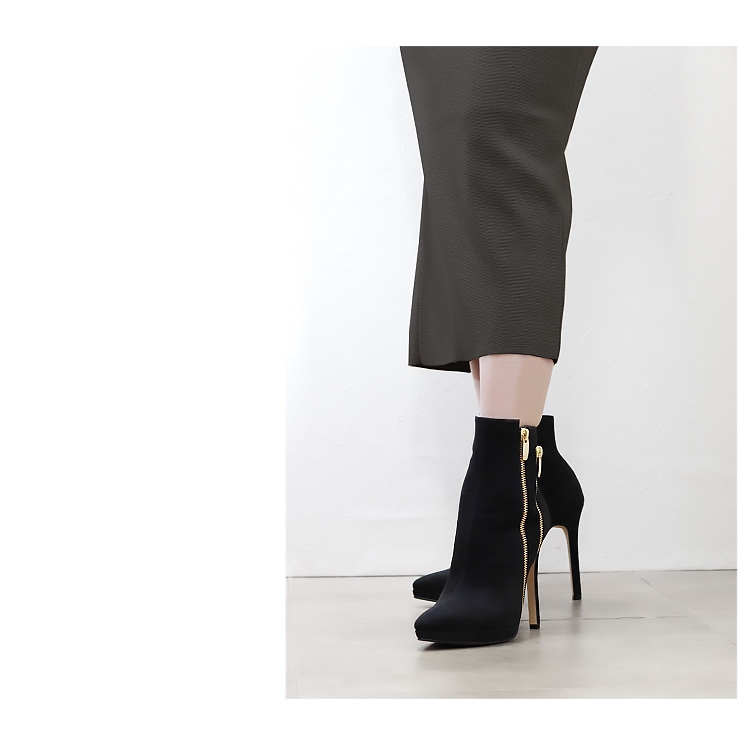 COMEX ショートブーツ ハイヒール ブーツ ポインテッドトゥ 外ファスナー コメックス 日本製 本革 ピンヒール ヒール11cm 5731 ...