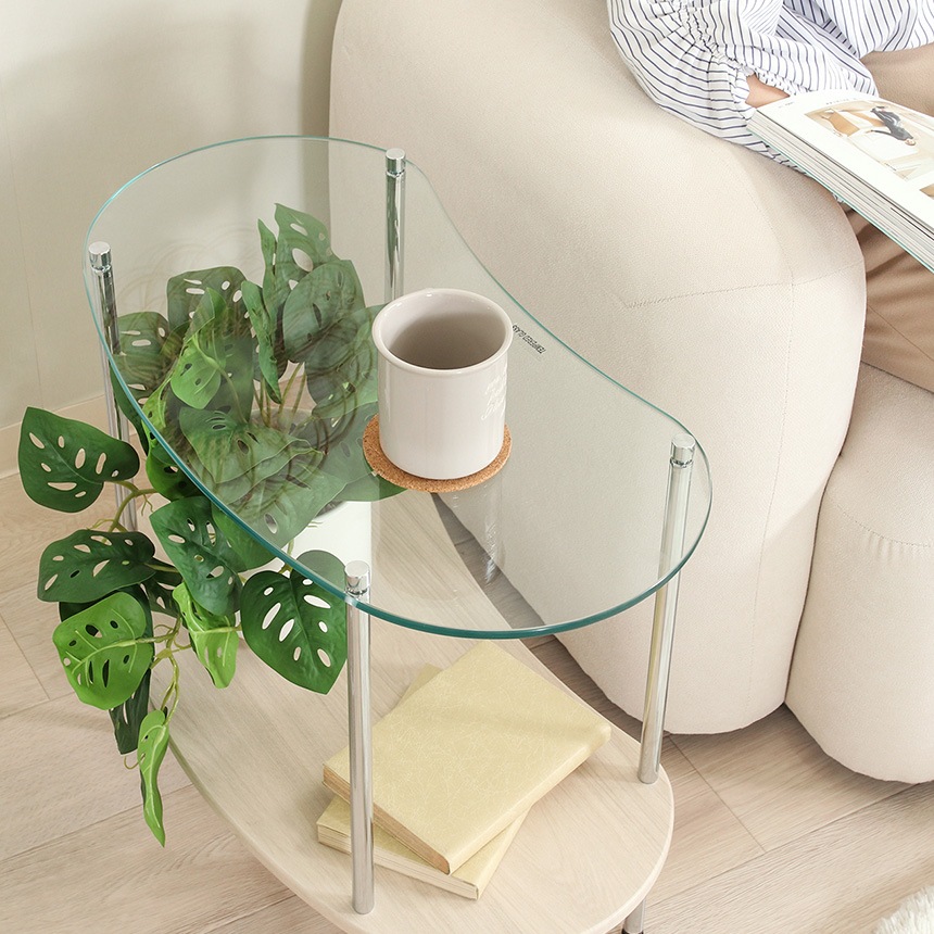 Chamill チャミル 韓国インテリア サイドテーブル ガラスサイドテーブル ガラステーブル 韓国 インテリア テーブル おしゃれ カワイイ 北欧 リビング 大人 女子 女性 フェミニン ...