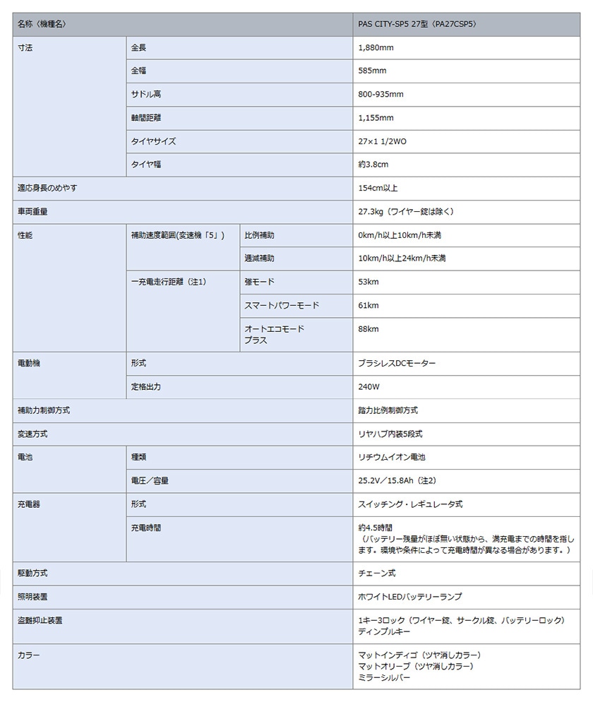 YAMAHA ヤマハ 電動自転車 PAS CITY-SP5 2025年モデル 27インチ PA27CSP5 | おしゃれな電動自転車を格安で販売 - 自転車館
