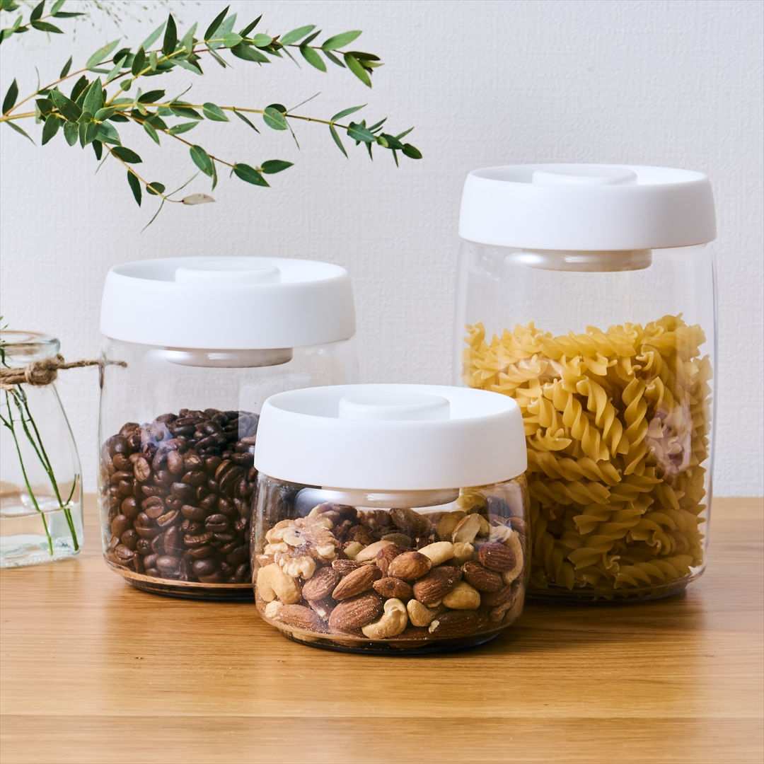 PUSH 空気が抜けるキャニスター 400ml｜キッチン用品,保存容器・調味料入れ,保存容器・キャニスター｜kurasso（クラッソ）