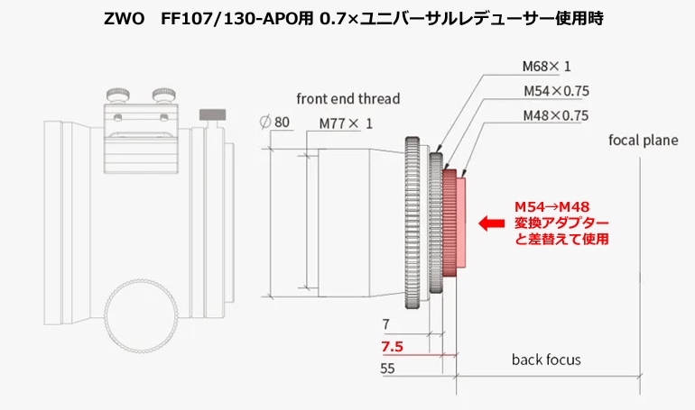 ZWO M54-M54-7.5/M54-M54-10アダプター ｜ 天体望遠鏡・双眼鏡等の光学機器専門店【ネイチャーショップKYOEI・東京店】