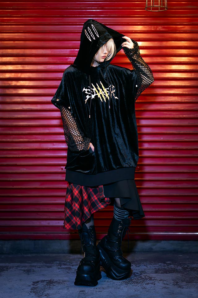 切り裂きスラッシュ2wayベロアパーカー【PINK】｜LISTEN FLAVOR