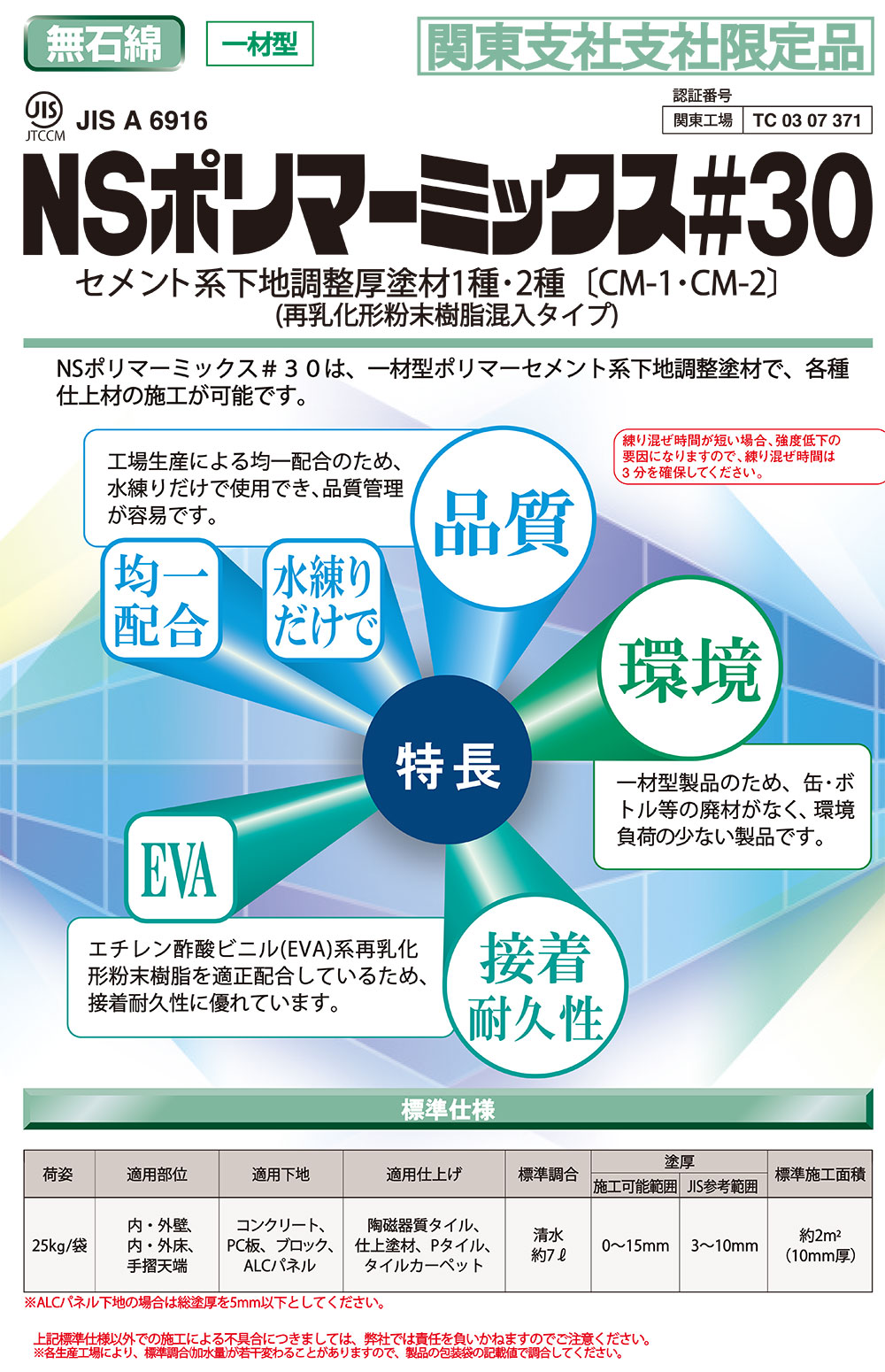 日本化成 NSポリマーミックス#30 25kg ＜一材型ポリマーセメント系下地調整塗材＞ 通販｜現場にいいもの【ものいち】