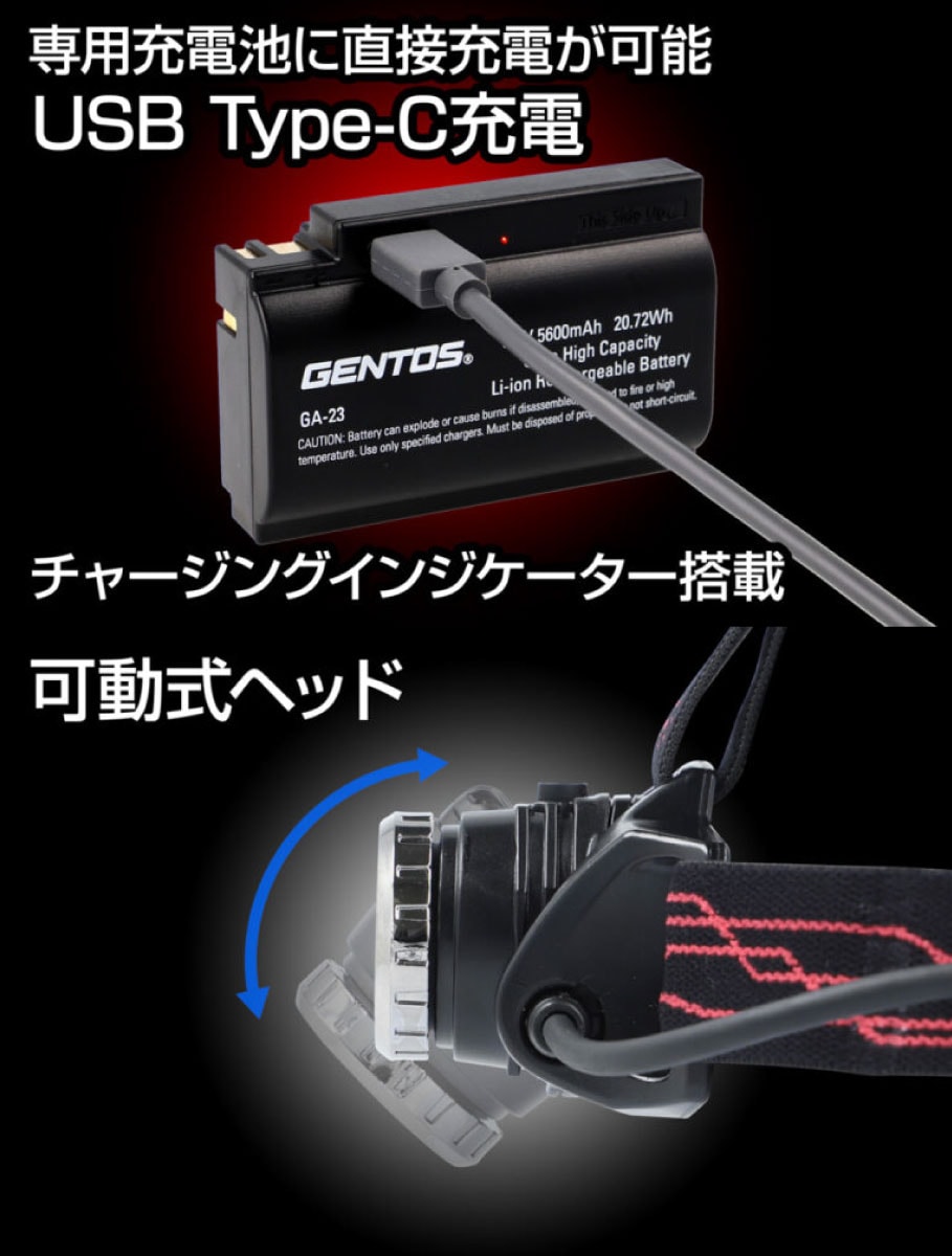 ジェントス GENTOS 充電式LEDヘッドライト Gシリーズ GH-203RG＜高輝度チップタイプ白色LED＞通販｜ものいち