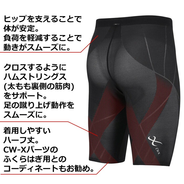 ワコール Wacoal CW-X メンズ CWX ジェネレーターモデルクールタイプ ハーフ丈 ショート丈 ハーフタイツ サポート スポーツレギンス HZO695 【S】【送料無料】