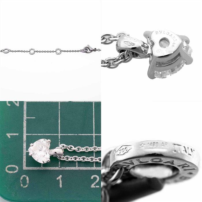 BVLGARI ブルガリ ハートシェイプ ダイヤモンド(1.09ct G-SI1) グリフ ペンダント ネックレス 338204 750 K18 WG ホワイトゴールド GIA鑑定書 Made ...