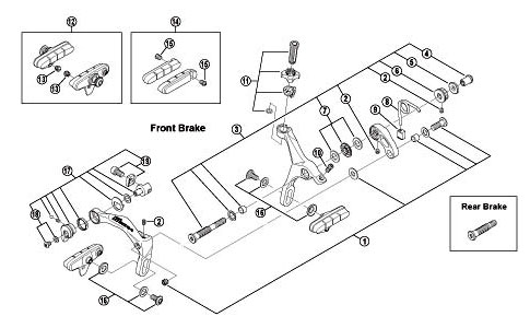 [12]BR6700-G BR6700カートリッジシューペアG | シマノスモールパーツ,ロードバイク,ULTEGRA 6700/6770 ...